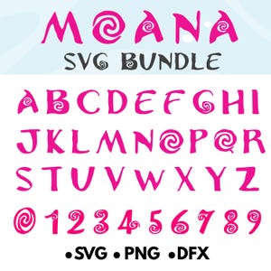 Moana Alphabet and Numbers SVG/PNG/DXF: Birthday Letters, Party Decor ...