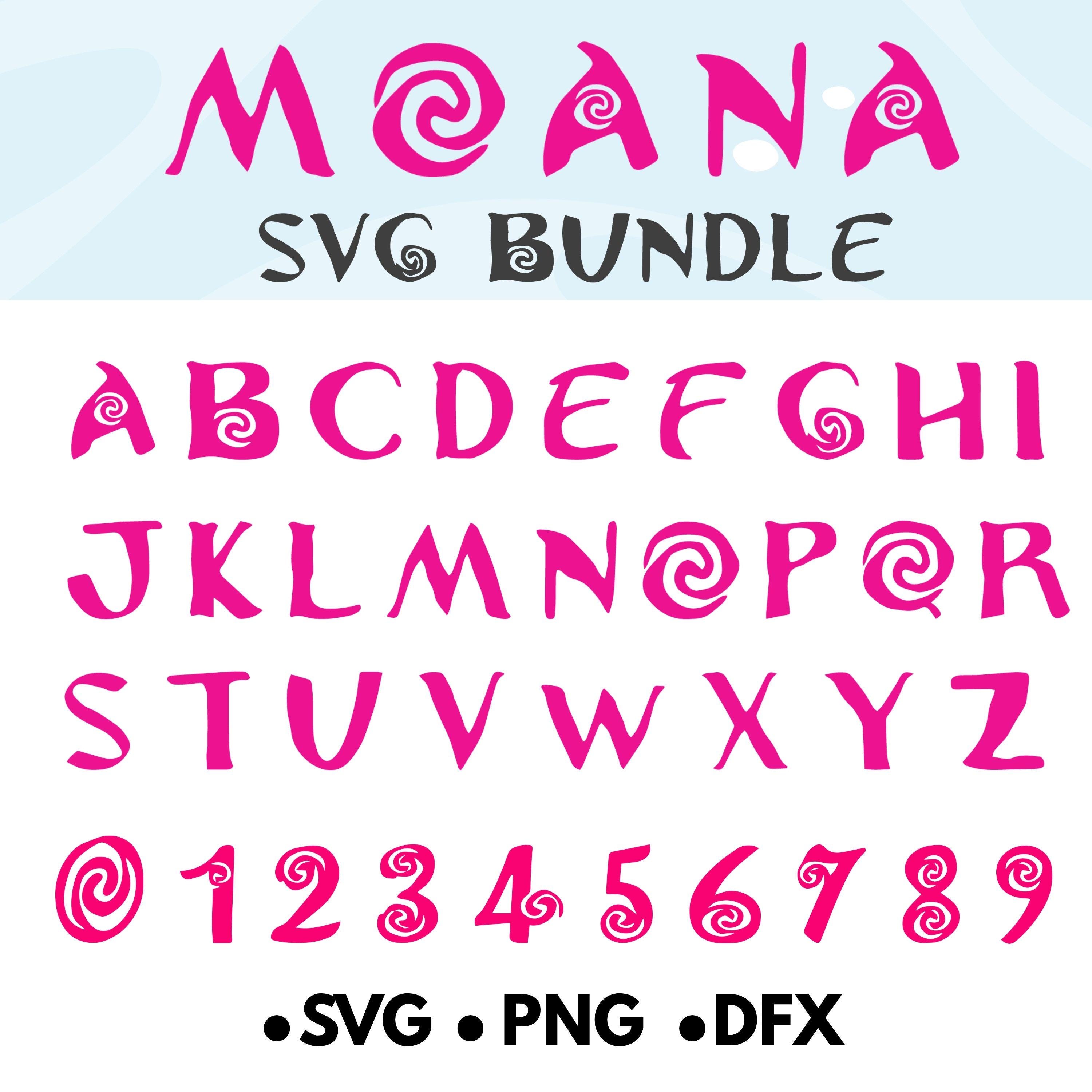 Moana Alphabet and Numbers SVG/PNG/DXF: Birthday Letters, Party Decor ...