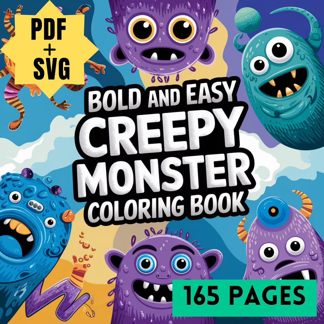 Creepy Monster Coloring Book: Halloween Activity (PDF SVG Digital ...