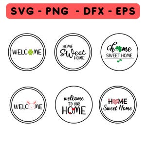 Round Sign SVG Bundle: Farmhouse Welcome Design (digital Download - Etsy