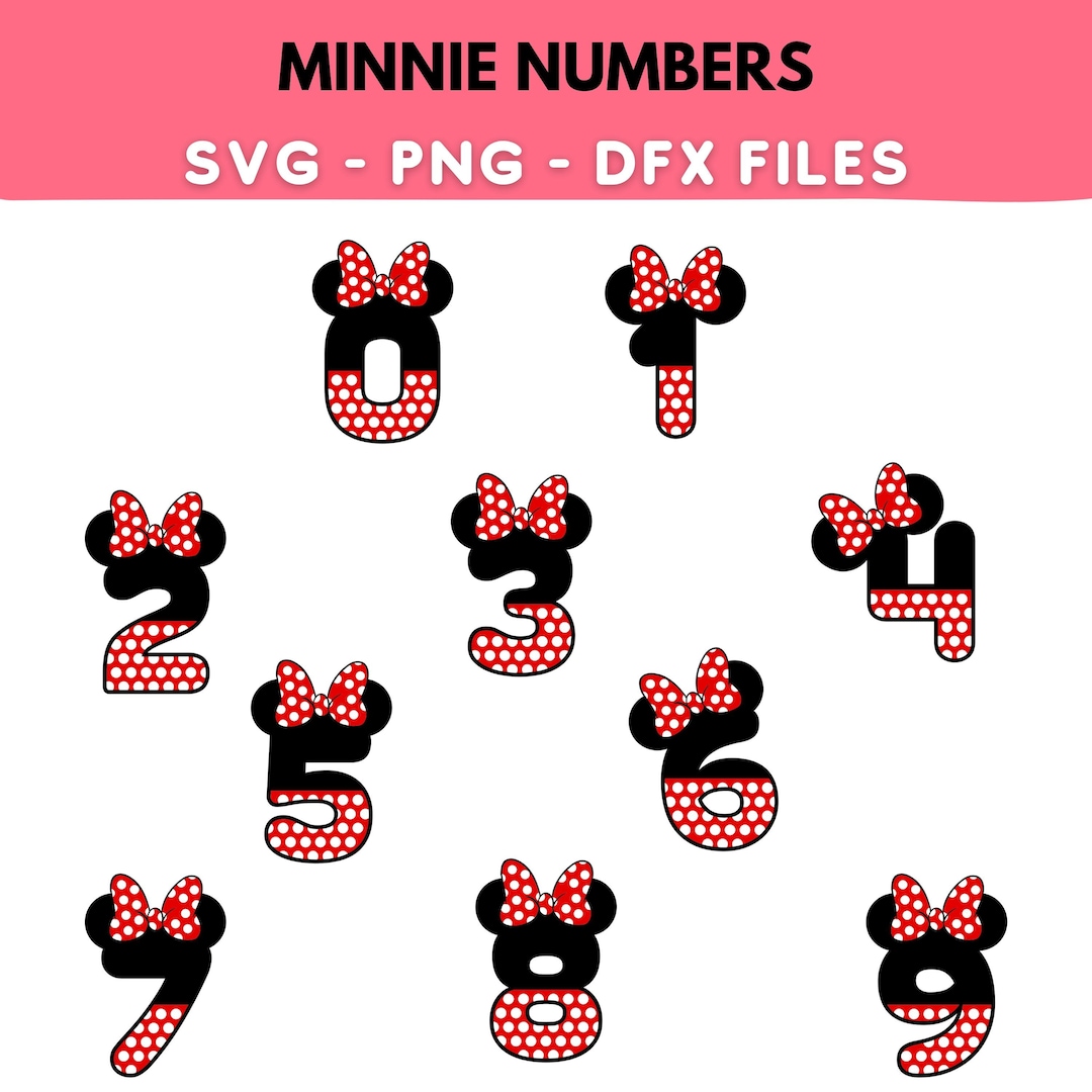 Minnie Mouse Birthday Numbers SVG Clipart: DIY Party Decorations ...