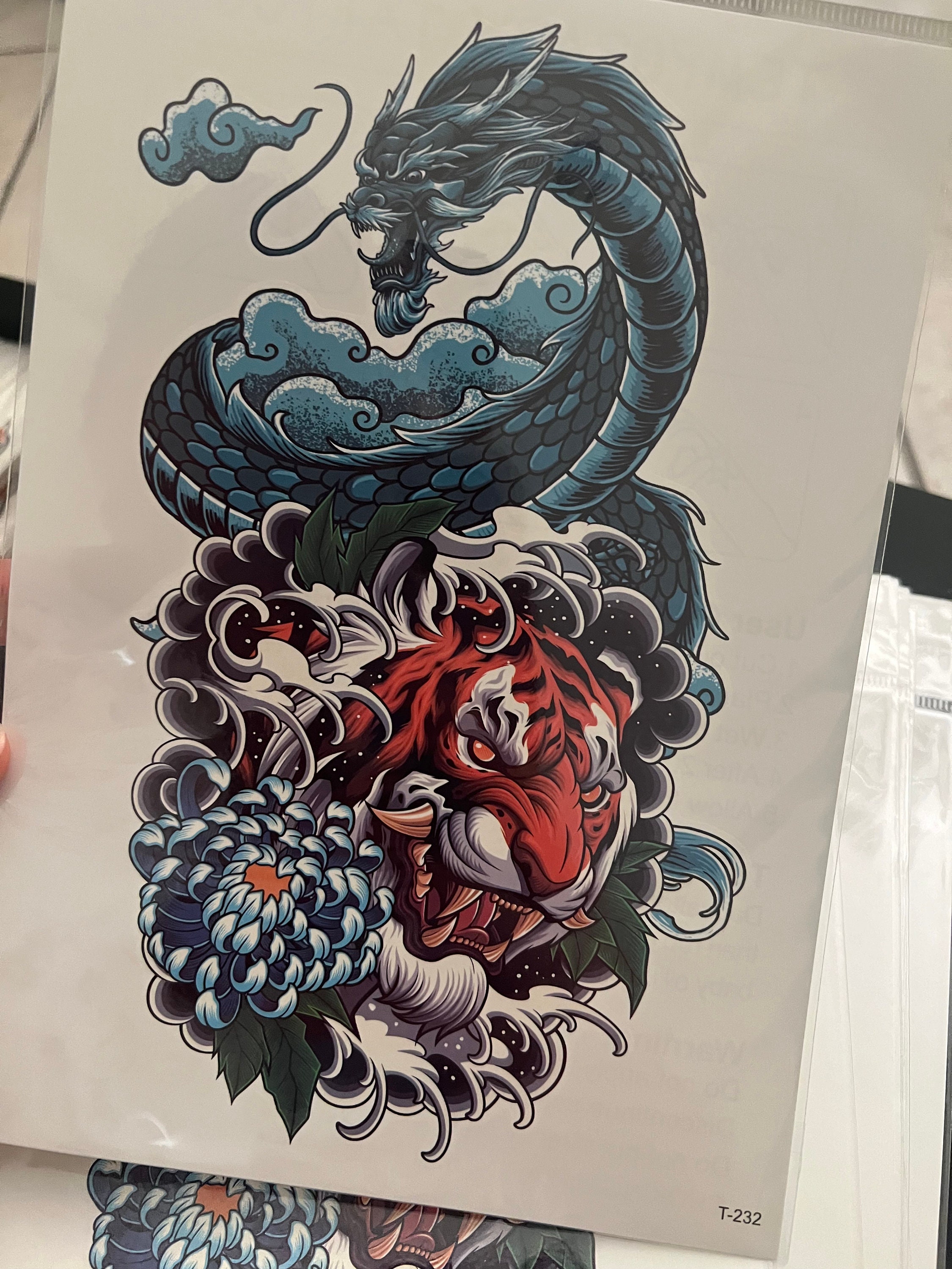 Temporary Tattoos Dragon and a Tiger - Etsy