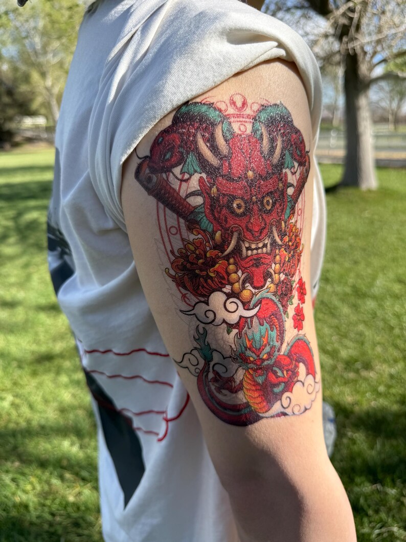 Temporary Tattoo Body Art Japanese Style Demon - Etsy