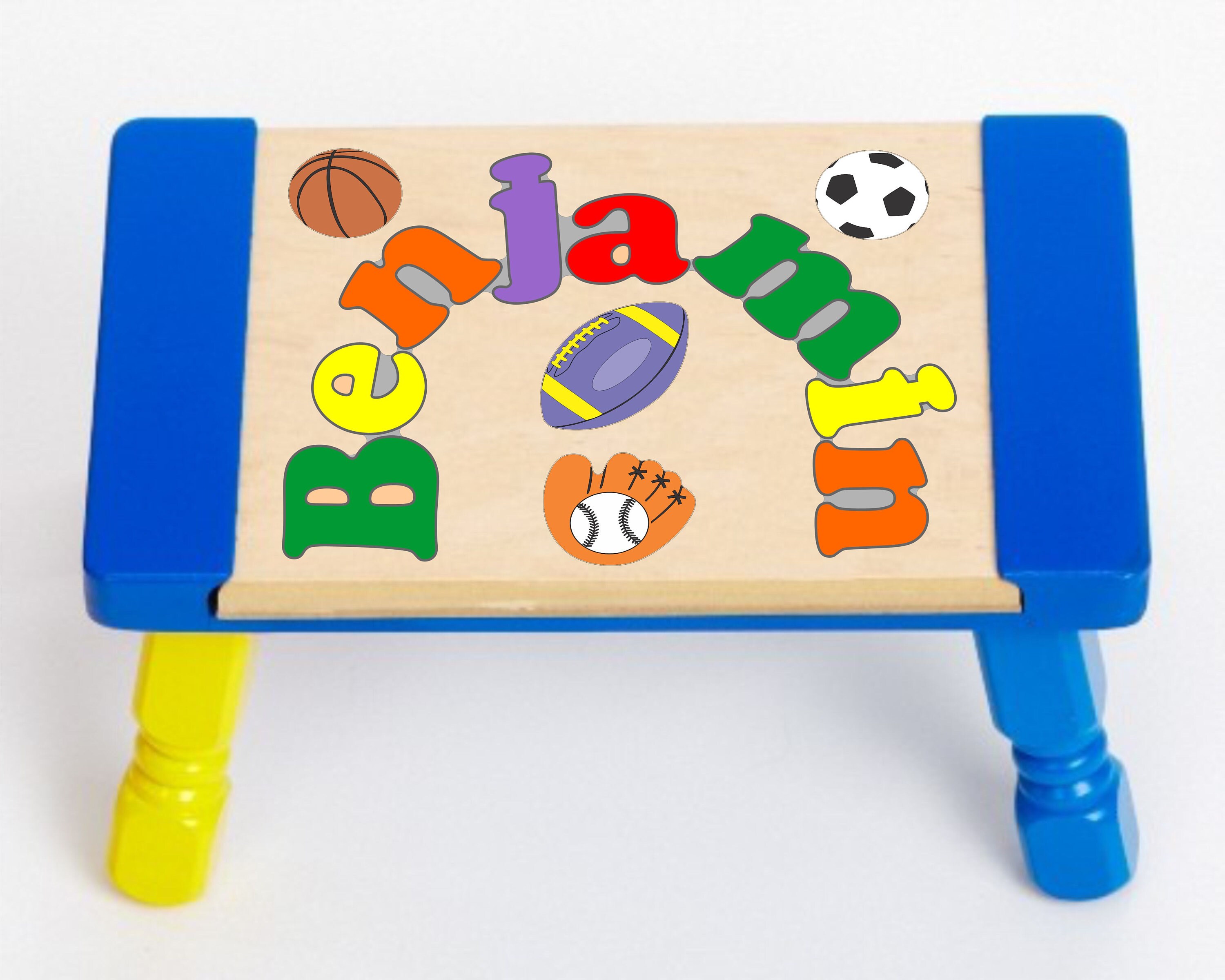 Custom Name Puzzle Sports Theme Puzzle Step Stool...educational Puzzle ...