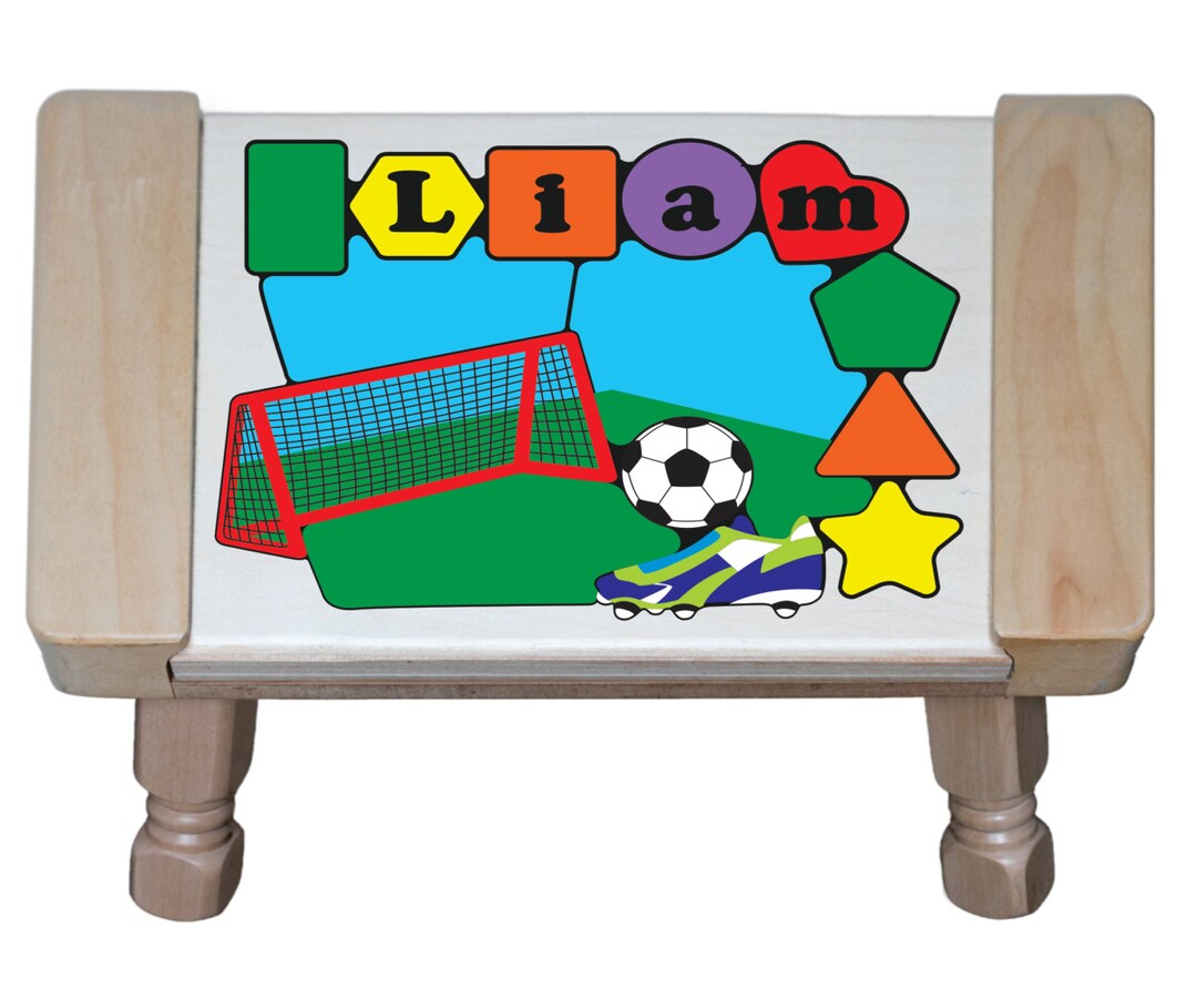 Personalized Name Puzzle Soccer Sports Theme Stool - an Educational Toy ...