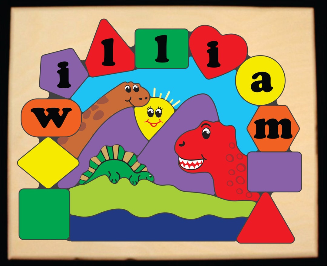 Personalized Name Puzzle Three Dinosaurs Theme...an Educational Toy ...