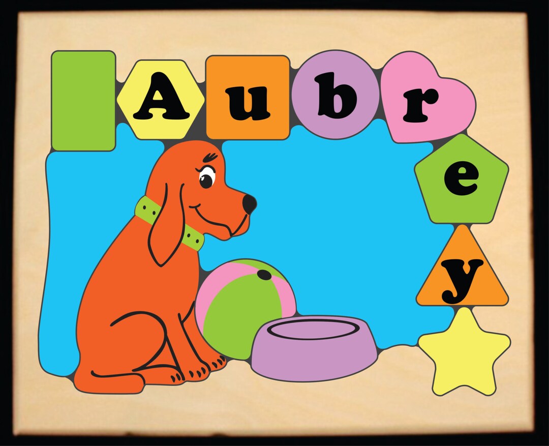 Personalized Name Puzzle Dog Puppy Theme. Educational Toy Learning ...