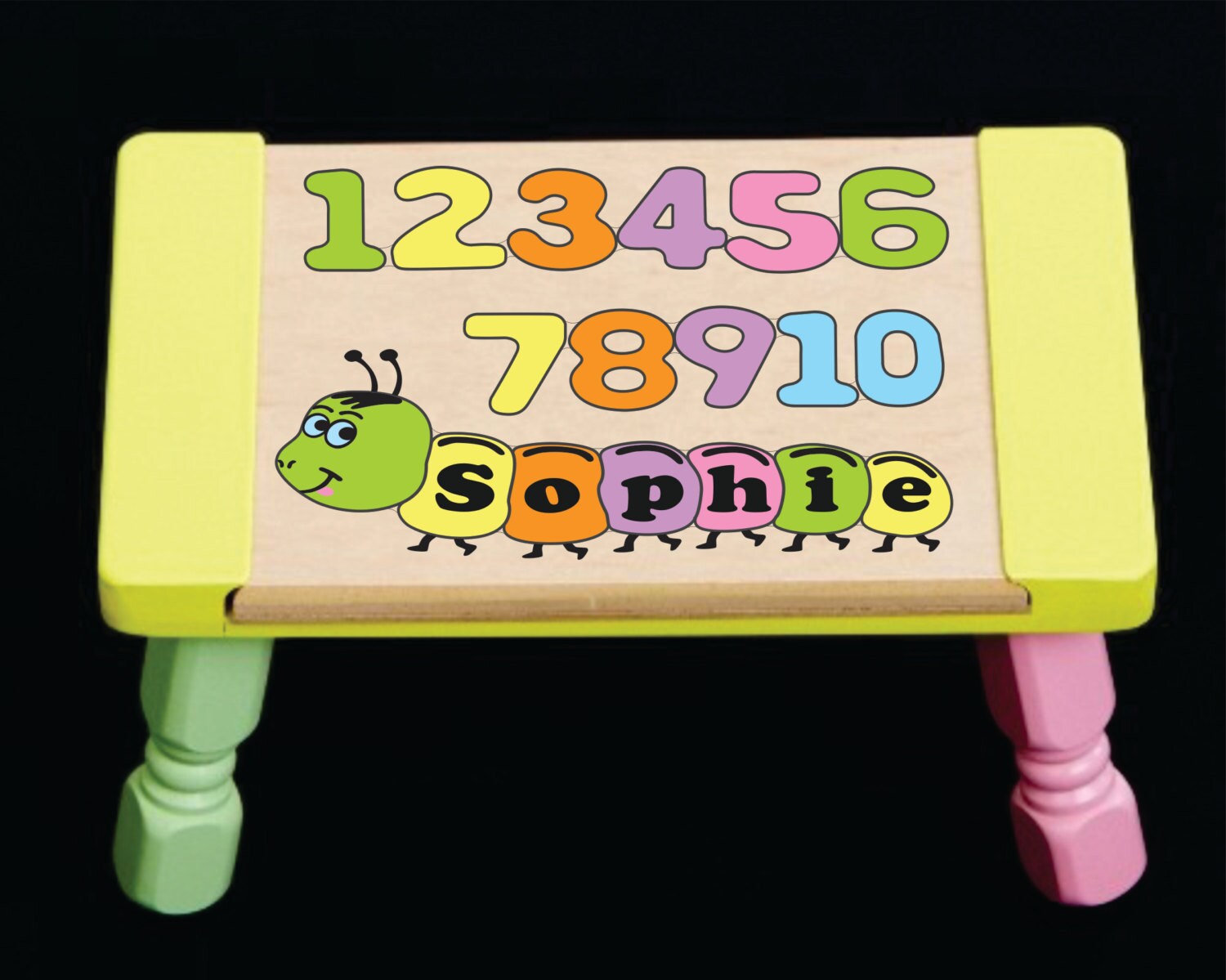 Personalized Name Puzzle Step Stool Pastel Number Theme | Etsy