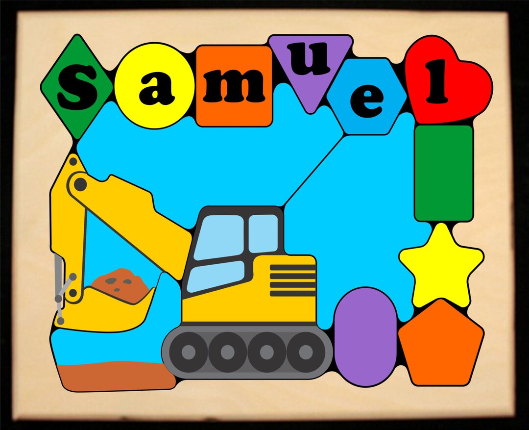 Personalized Name Puzzle Construction Excavator Digger Theme ...