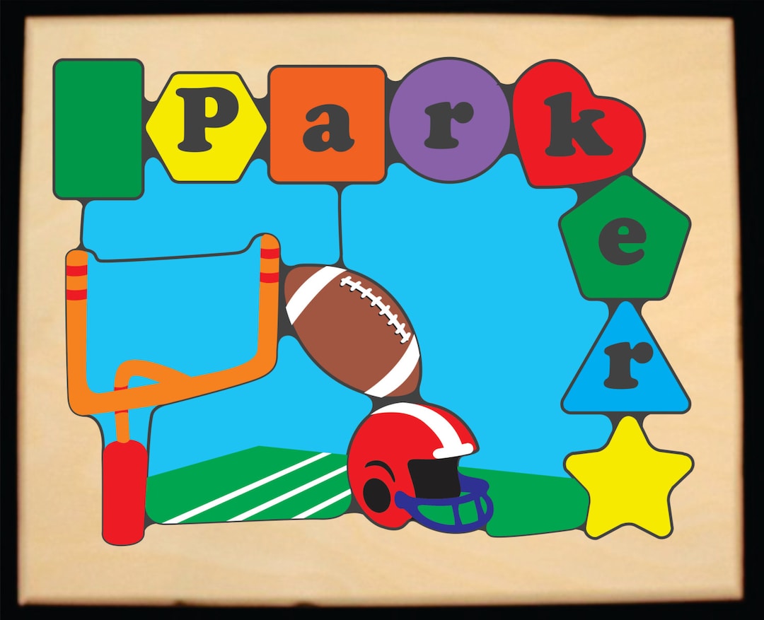 Personalized Name Puzzle Football Sport Theme. Teaching Their Name With ...