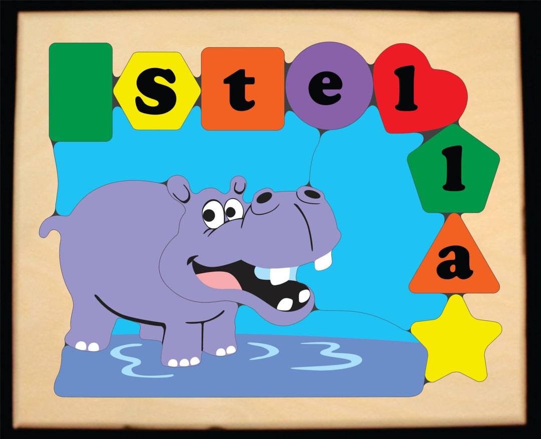 Personalized Name Puzzle Hippo Wildlife Jungle Animal Puzzle ...