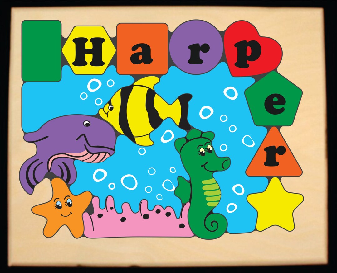 Personalized Name Puzzle Underwater Sea World Theme. Educational Toy ...