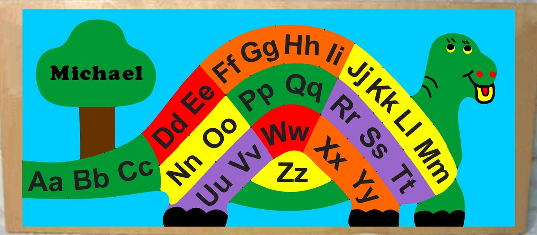 Personalized Name Puzzle Dinosaur ABC Theme in Upper &amp; Lower Case ...