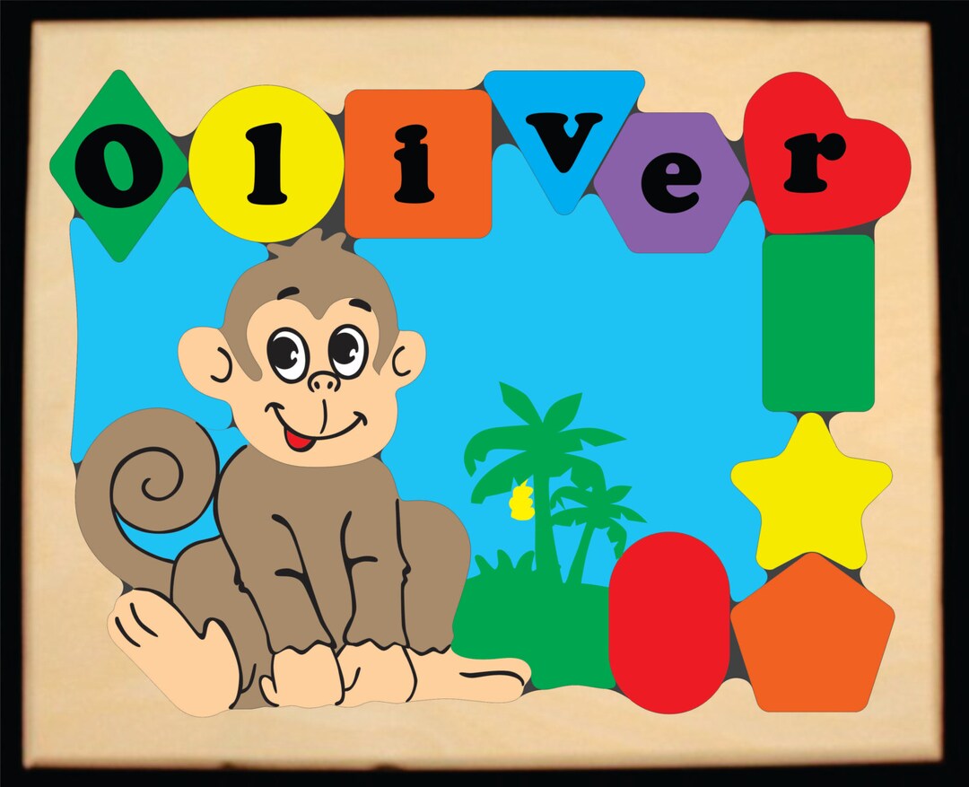 Personalized Name Puzzle Monkey Jungle Animal That Kids Learn Their ...