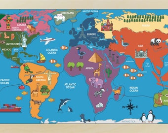 World Map Puzzle Naming the Countries and Their Geographical Location ...