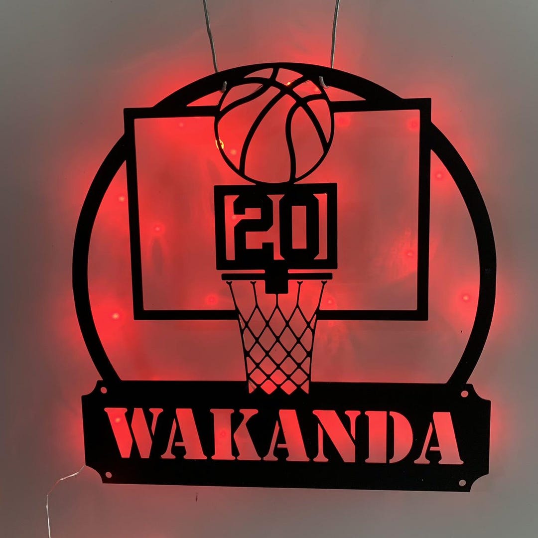 Custom Basketball Metal Wall Art With LED Light, Personalized ...