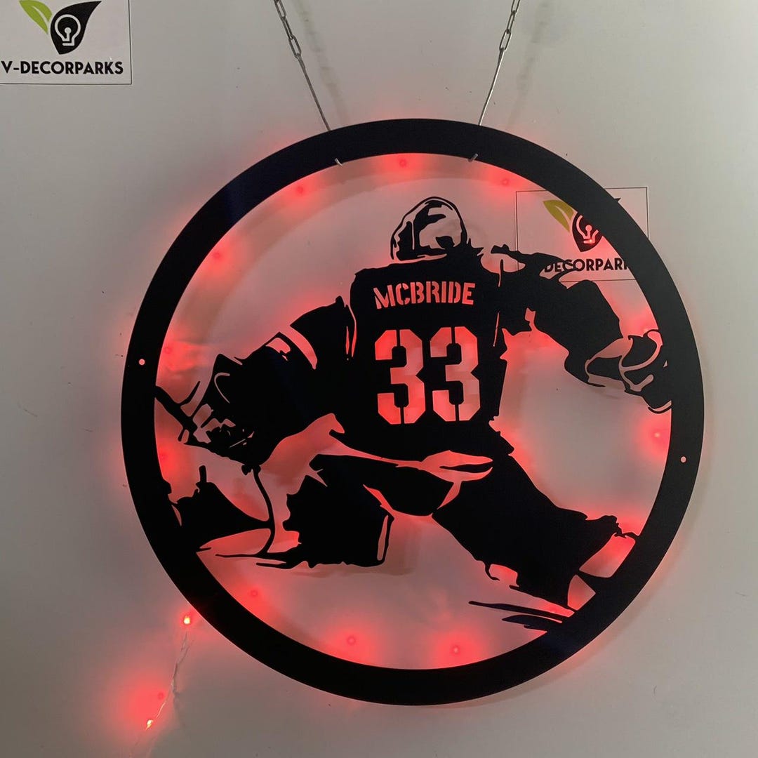 Custom Hockey Goalie Metal Wall Art With LED Lights, Hockey Player Name ...
