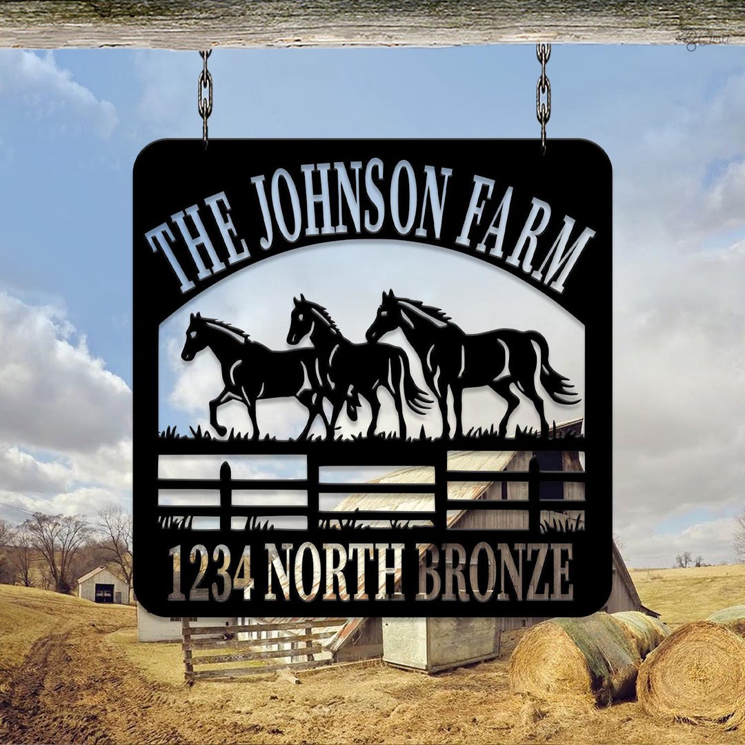 Personalized Farmhouse Metal Sign, Farm Animals Sign, Horse Chicken ...