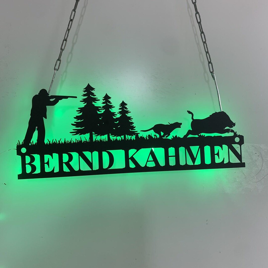 Personalized Dog Hound Wild Boar Hunting Metal Sign LED Light,custom ...