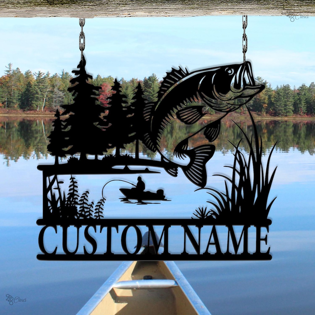 Custom Largemouth Bass Fish Metal Sign Wall Art, Bass Fishing Name Sign ...