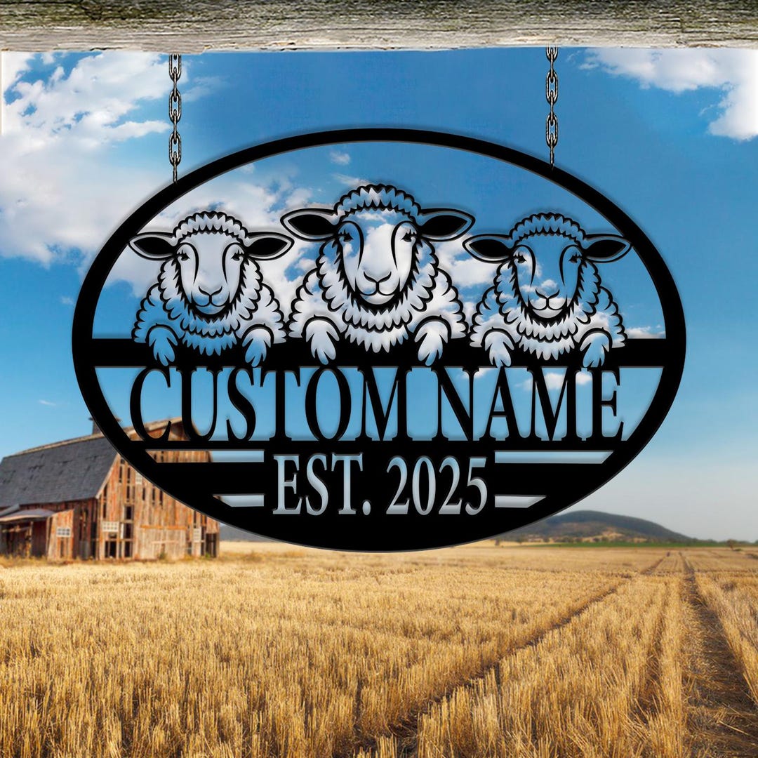 Personalized Sheep Farm Metal Sign Wall Art, Custom Metal Sheep Sign ...
