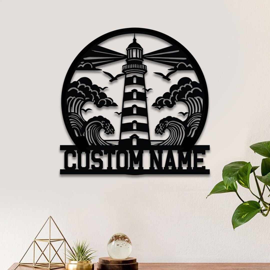 Personalized Lighthouse Sign, Custom Lighthouse Name Sign,lighthouse ...