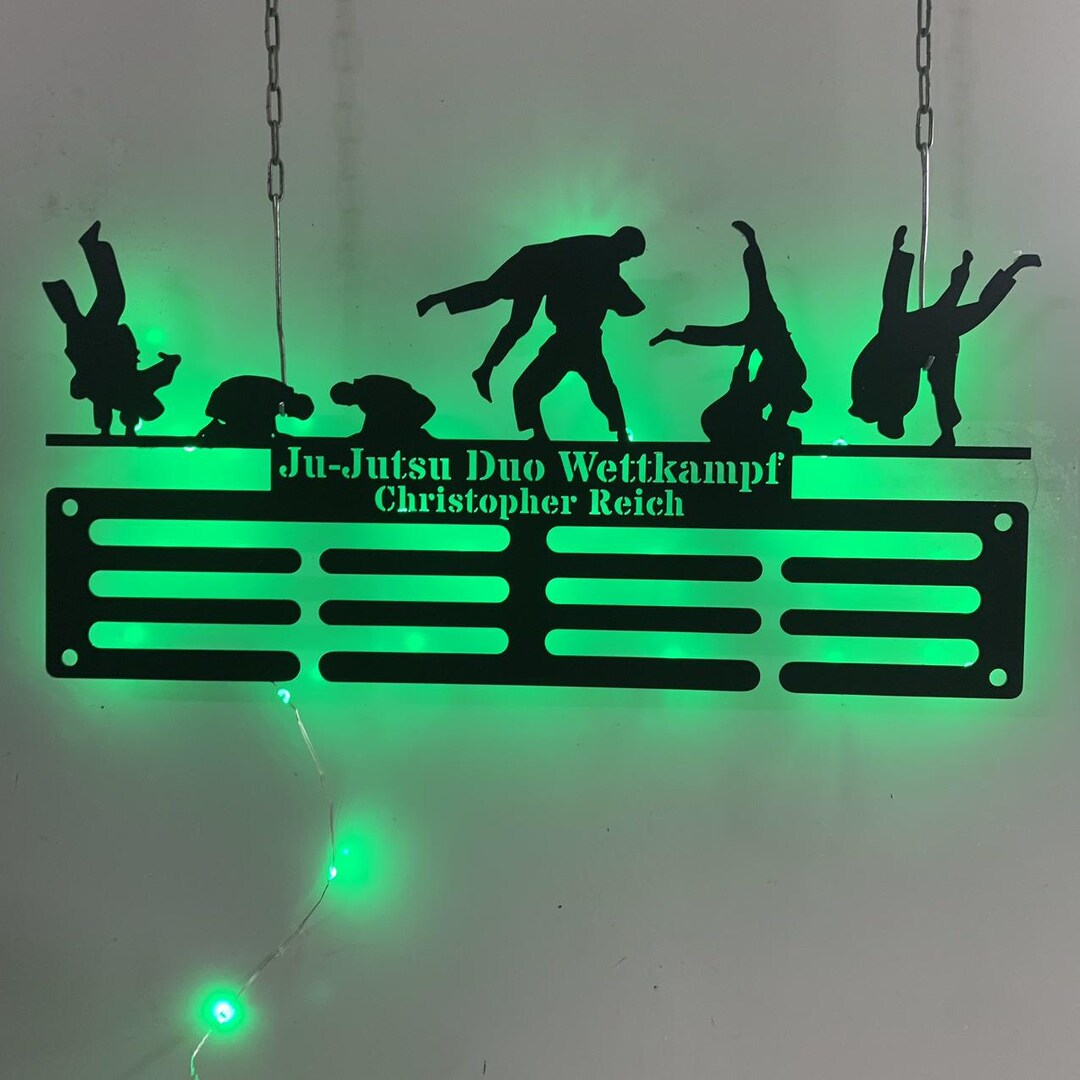 Personalized Jiu Jitsu Medal Holder LED Light,medal Rack 12 Rungs for ...