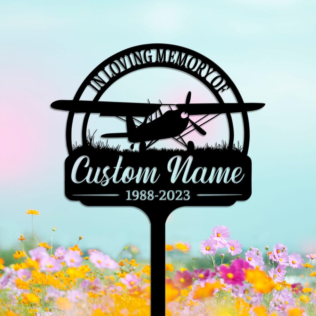 Personalized Airplane Pilot Memorial Stake Metal Sign, Metal Stake ...