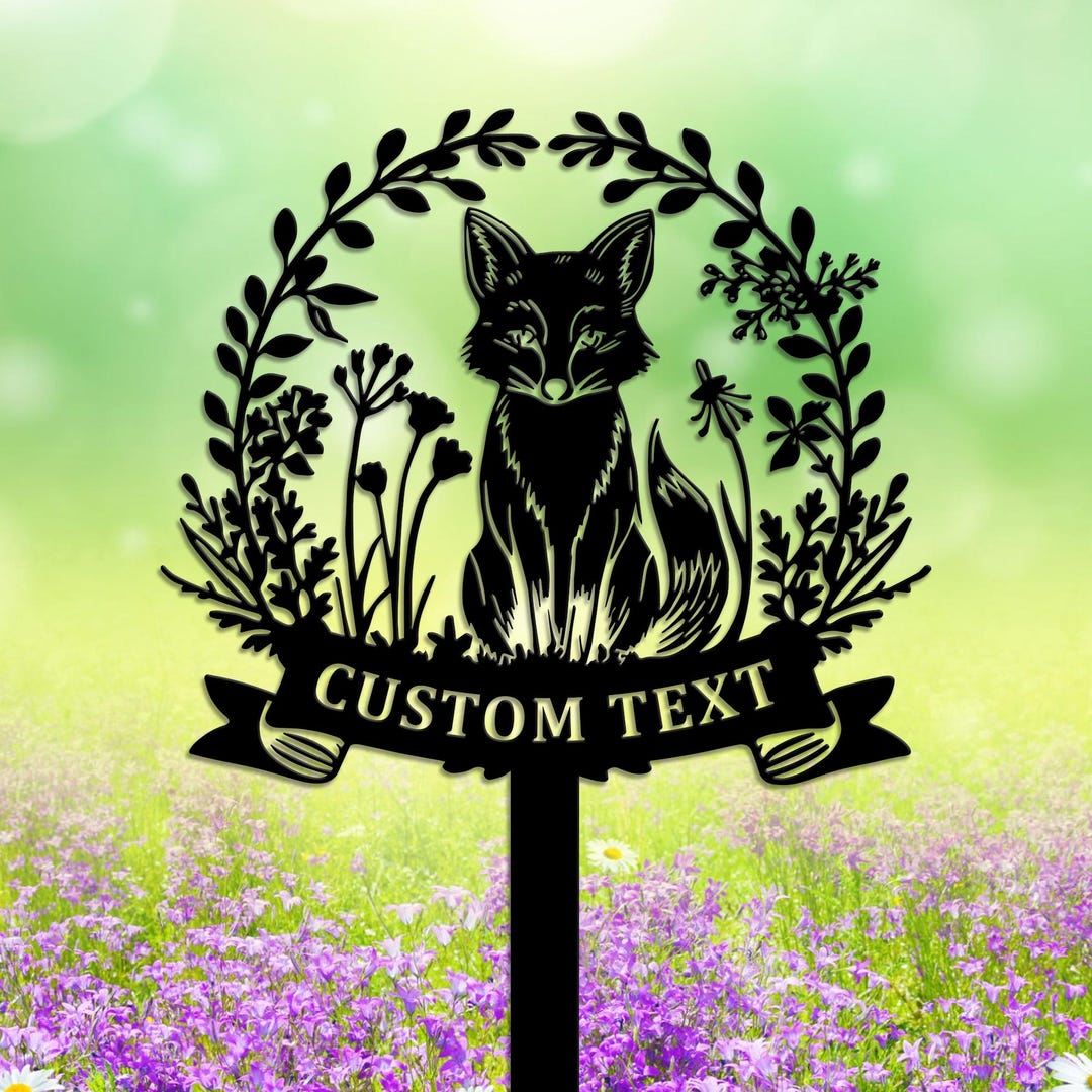 Custom Fox Metal Sign With Stake, Personalized Fox Name Sign, Address ...