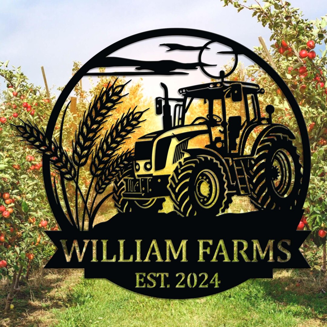 Custom Tractor Farm Metal Sign Wall Art, Tractor Name Sign, Farmhouse ...