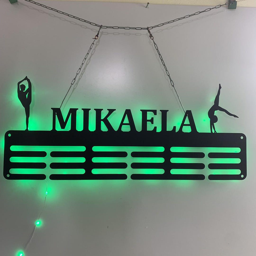 Custom Gymnastics Medal Hanger With LED Light, Tiered Award Rack Sports ...