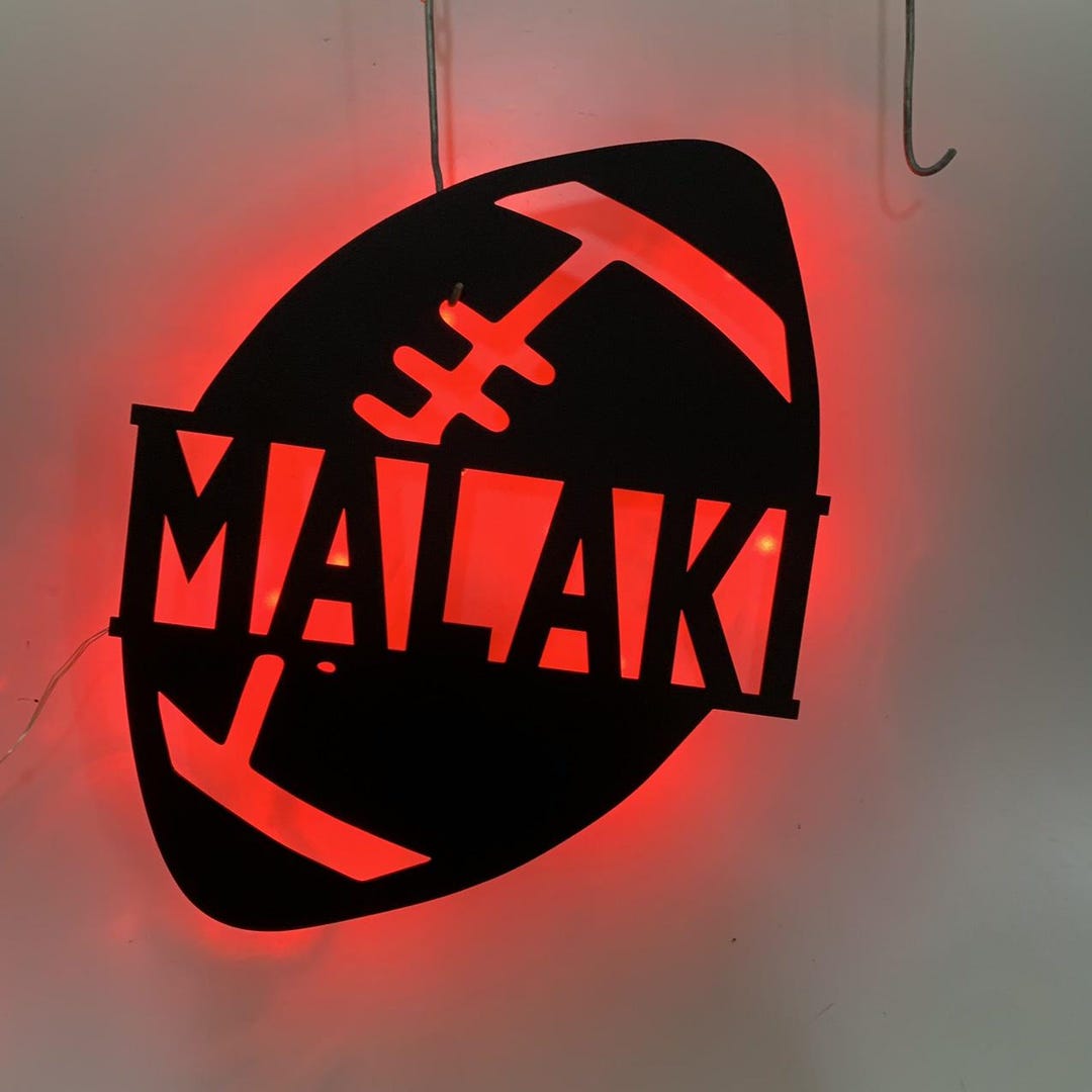 Custom American Football Metal Wall Art With LED Lights,personalized ...