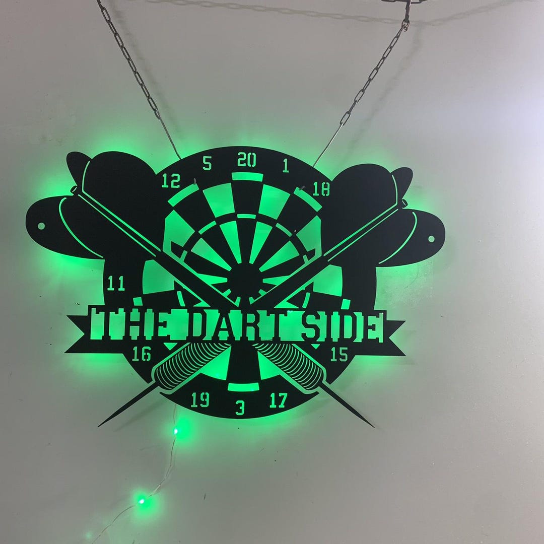 Custom Dartboard Game Metal Wall Art LED Light, Dart Game Zone Metal ...