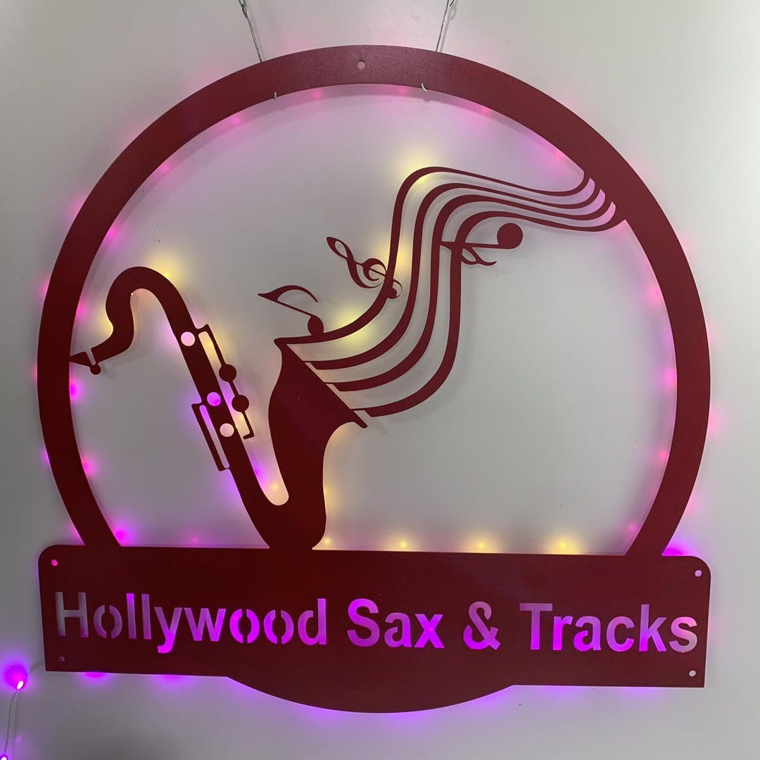 Custom Saxophone Metal Wall Art LED Lights, Personalized Saxophone ...