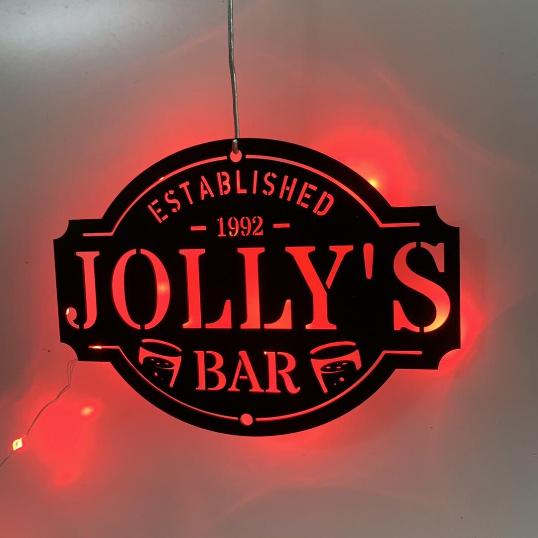 Custom Bar Metal Sign Wall Art With LED Lights, Personalized Bar Metal ...