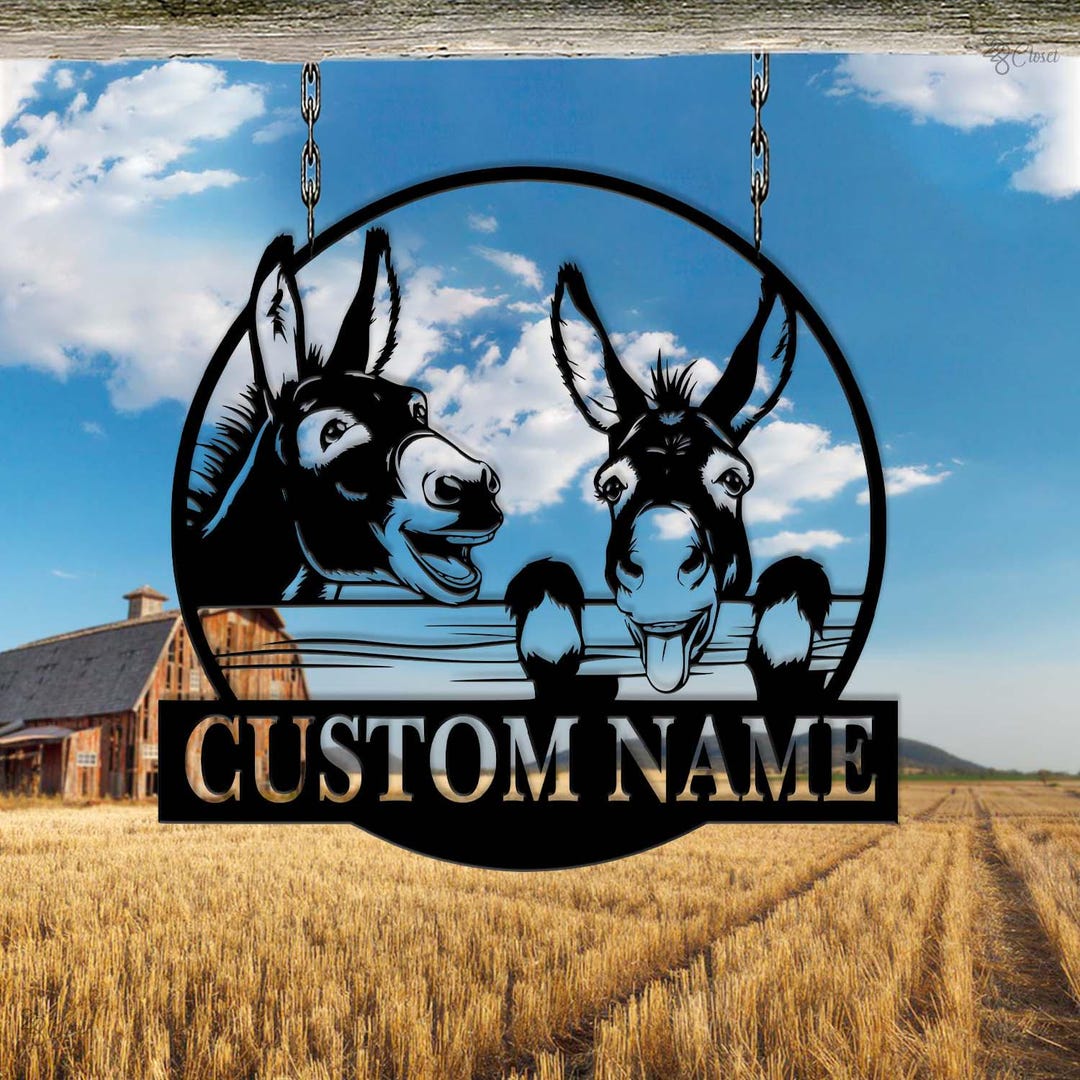 Personalized Donkeys Metal Sign, Donkey Metal Wall, Donkey Farm Sign ...