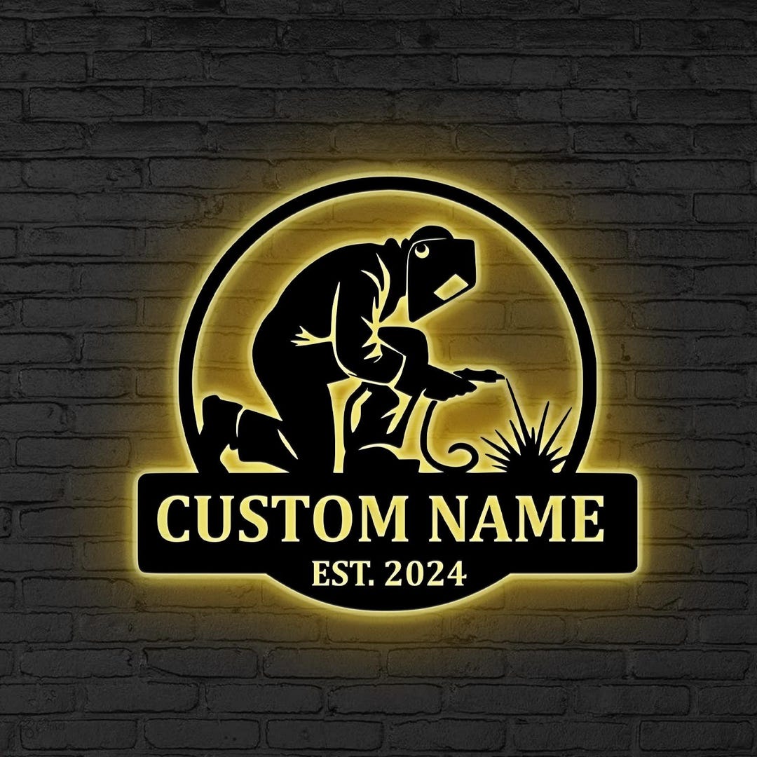 Custom Welding Metal Sign Led Lights, Wall Art for Welder, Welding ...