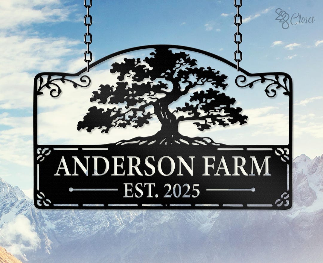 Custom Tree of Life Farm Garden Metal Sign, Personalized Gardener Name ...