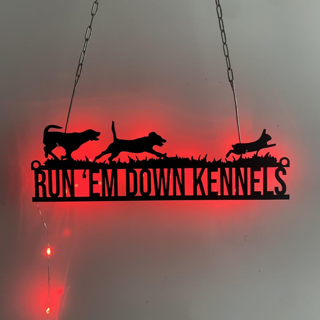 Custom Dog Chasing Rabbit Metal Wall Art LED Lights,personalized Dog ...