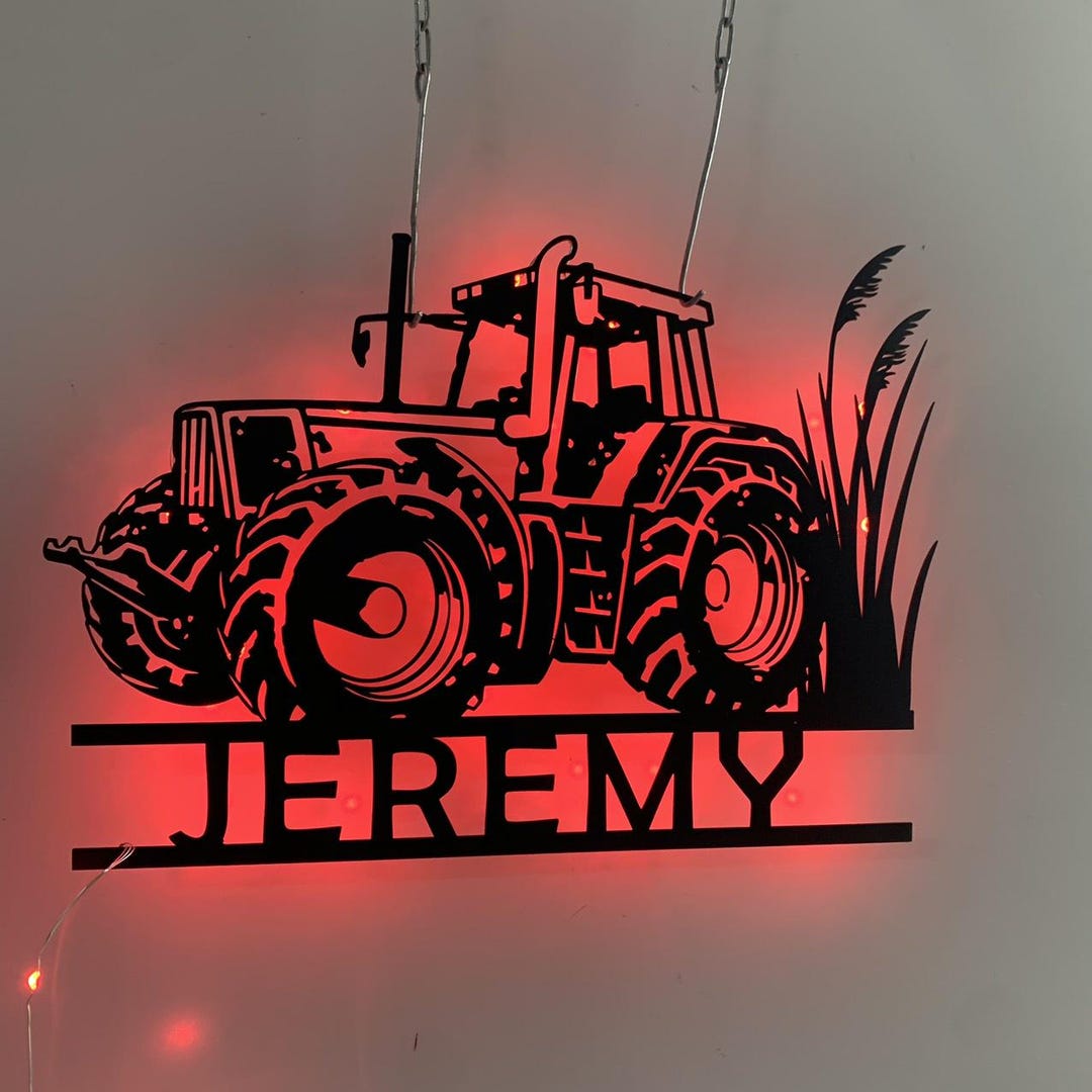 Personalized Farm Tractor Metal Wall Art With LED Lights,custom Tractor ...