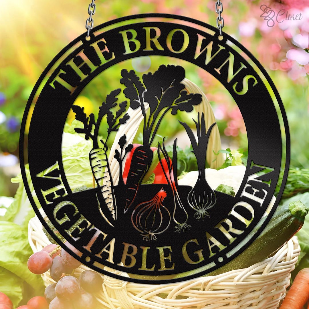 Custom Garden Sign, Personalized Vegetable Sign, Garden Decor, Metal ...