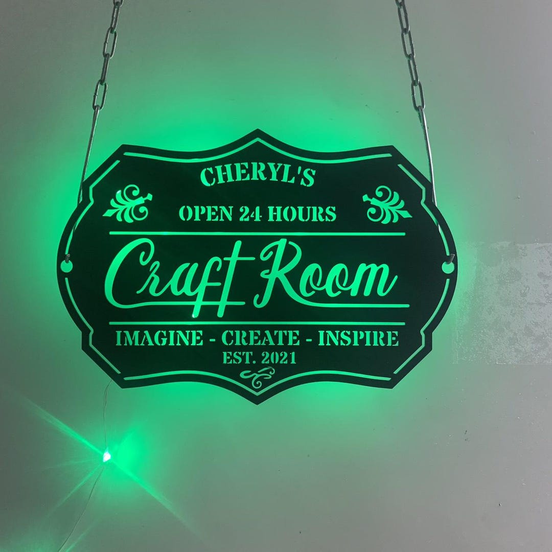 Custom Craft Room Metal Wall Art With LED Lights, Personalized Sewing ...