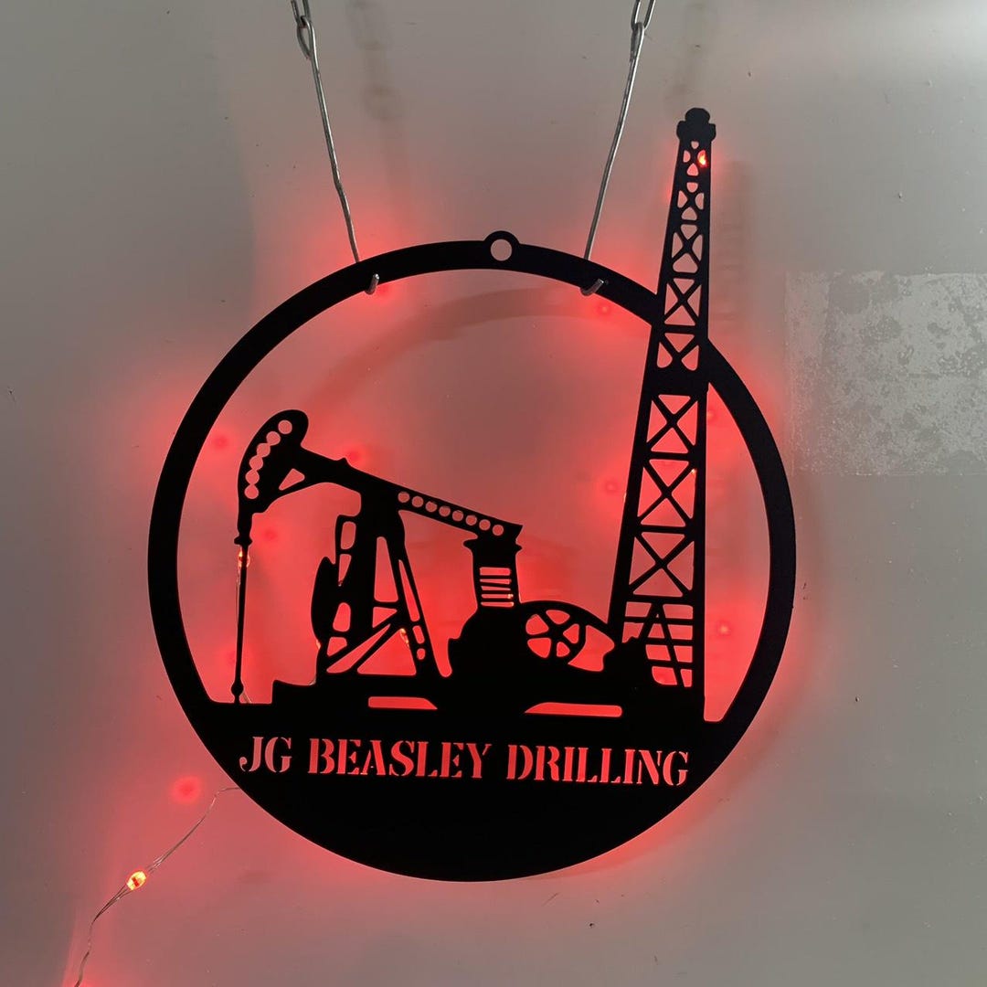 Custom Oil Field Metal Wall Art LED Lights, Personalized Oil Rig Metal ...