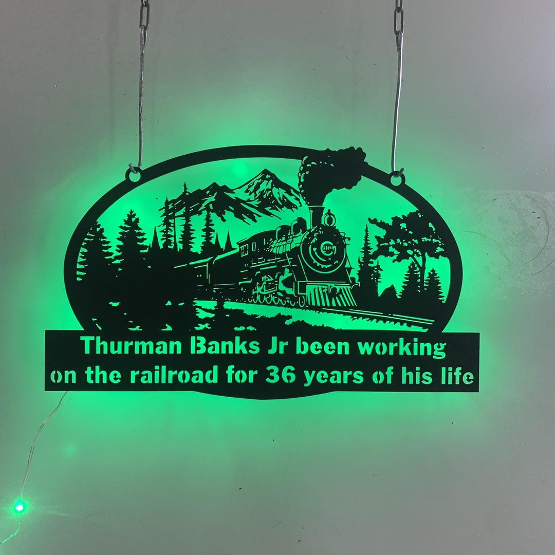 Custom Train Railroad Metal Sign With LED Light,personalized Mountain ...