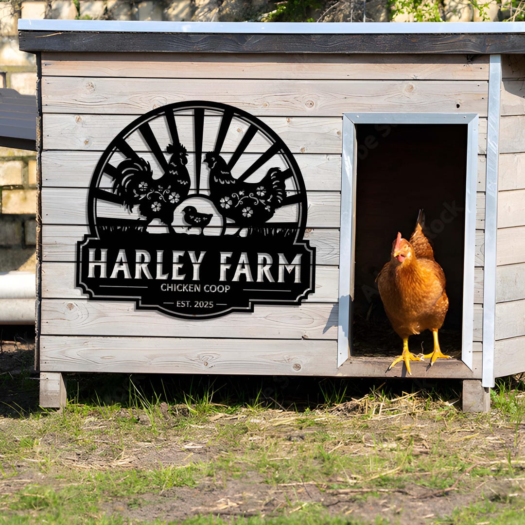Personalized Chicken Farm Metal Sign Wall Chicken Coop Sign Custom ...