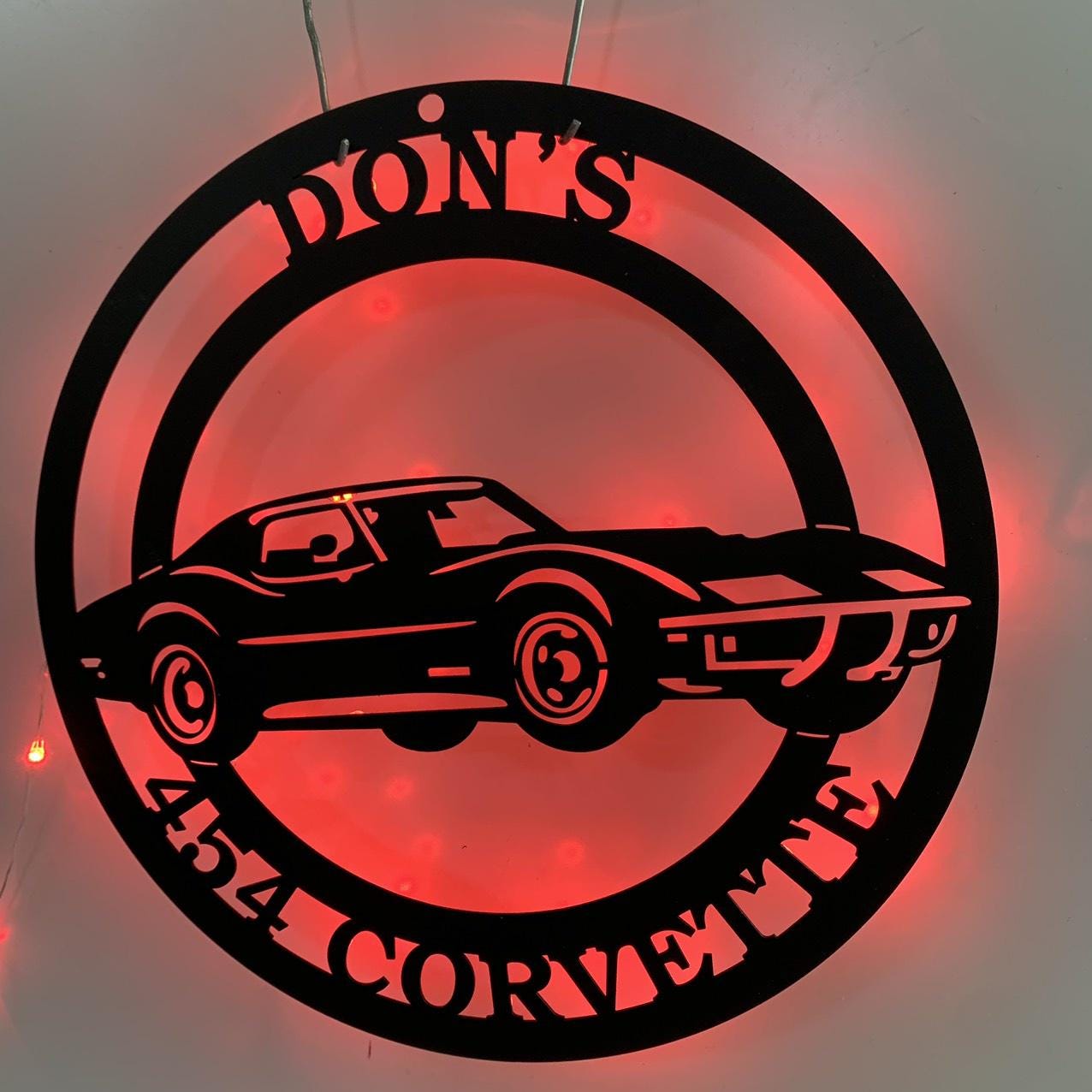 Custom Car Garage Metal Wall Art With LED Lights, Personalized Car ...