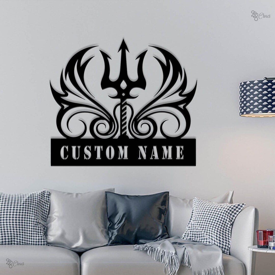 Custom Trident Wall Art, Trident Sword Metal Sign, Mythical Style ...