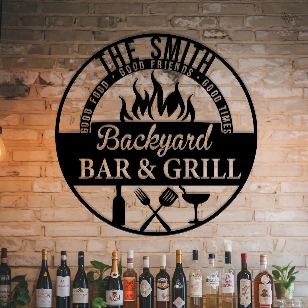 Personalized Backyard Sign Metal, Custom Bar & Grill Sign Metal Sign ...