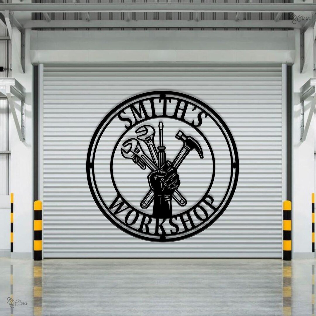 Personalized Workshop Metal Name Sign, Worker Dad Gift Idea, Custom Workshop Metal Sign, Tool ...