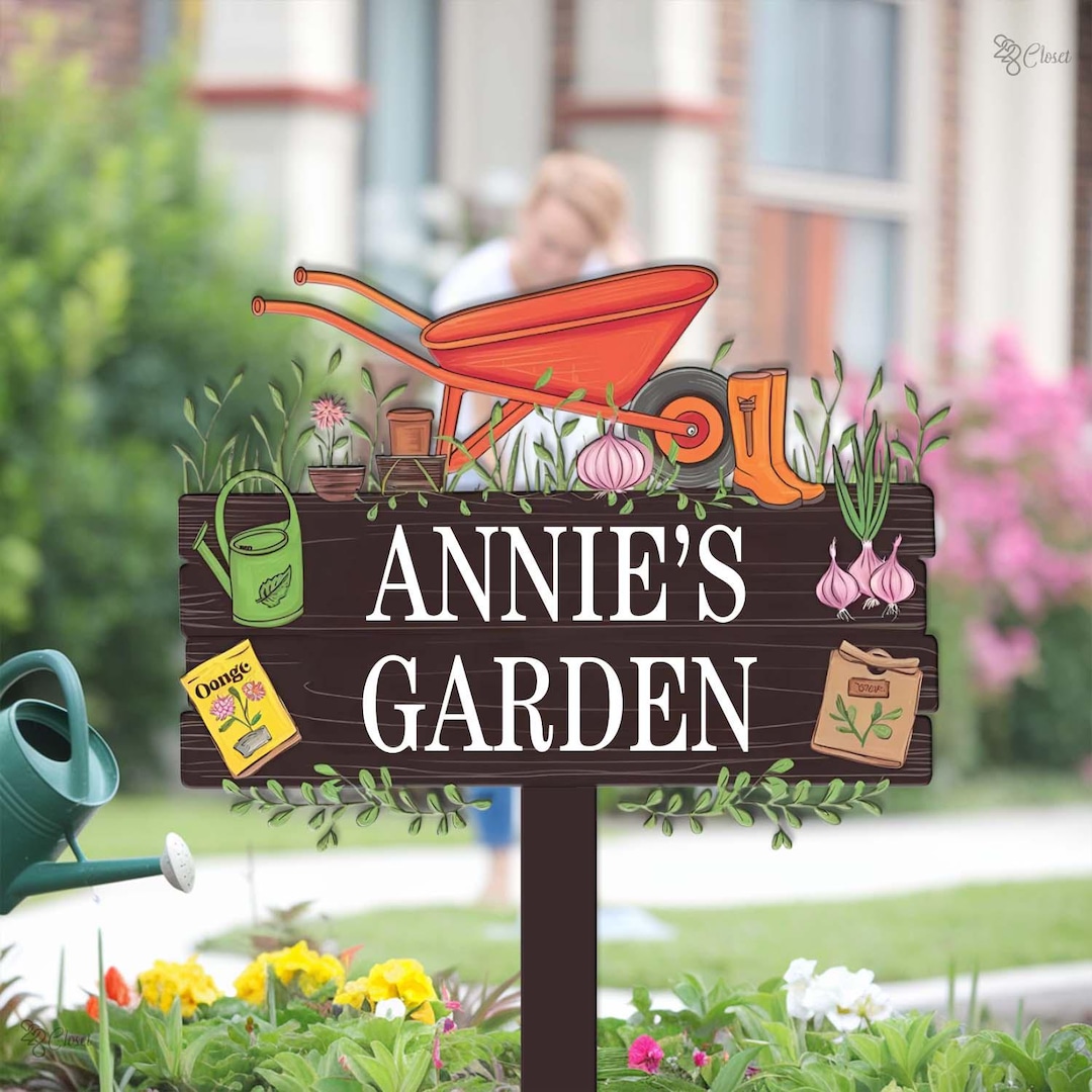 Custom Flower Garden Sign With Stake, Gift for Gardener, Garden Decor ...